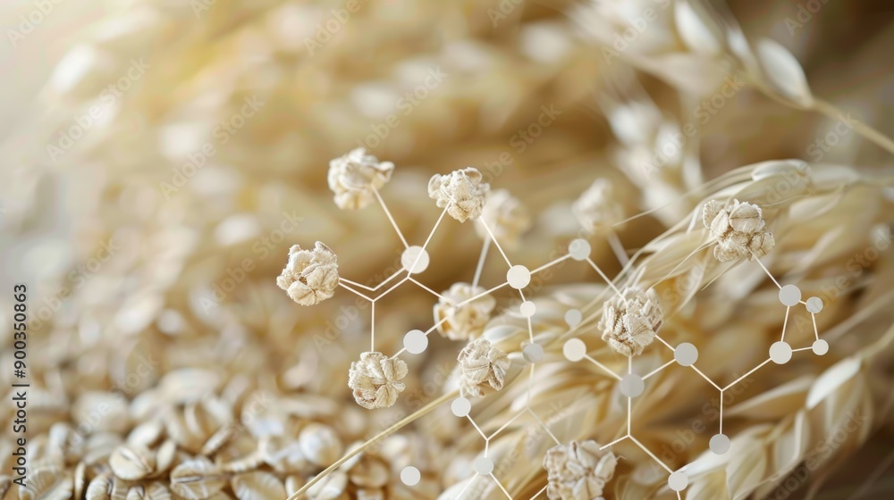 Organic Oat Grains with Molecular Structure Overlay Representing ...
