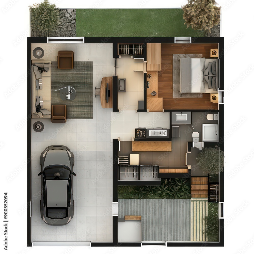 An architectural 3d blueprint sketch of a home, illustrating the design ...