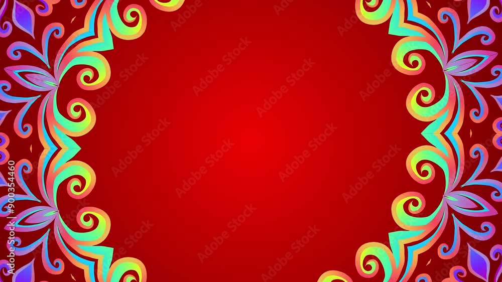 Beautiful circle frame batik dayak flowers line art motion graphics for ...