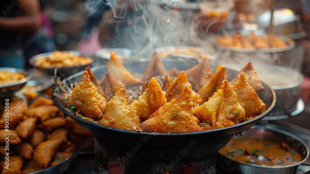 An Indian street food vendor preparing and serving delicious snacks ...