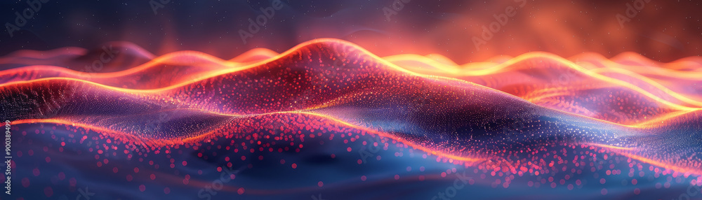 Machine learning depicted as a digital wave transforming online ...