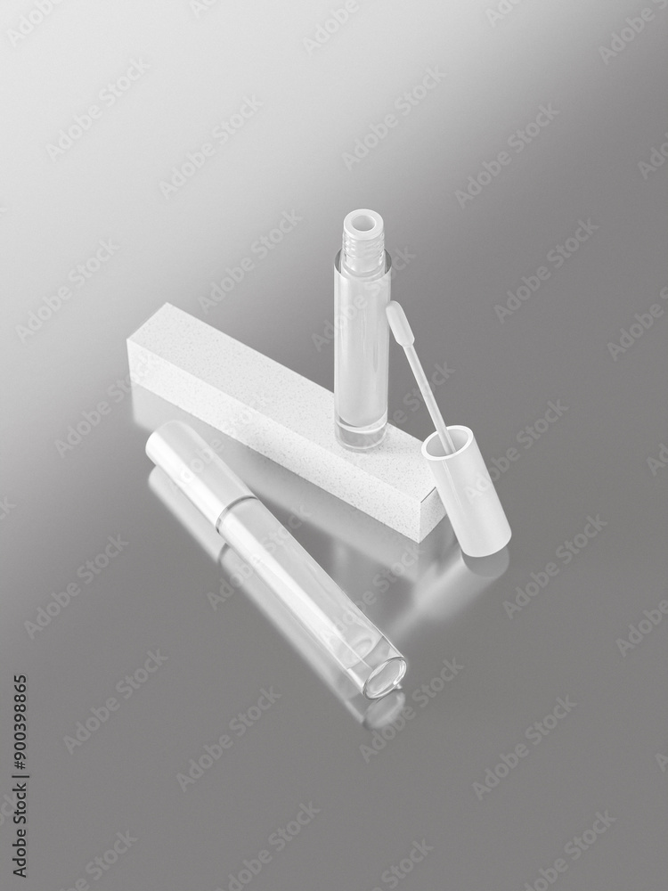 lipstick mockup, empty design cosmetic packaging on reflective floor ...