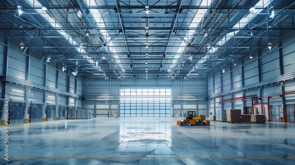 A warehouse equipped with advanced fire suppression systems and safety ...