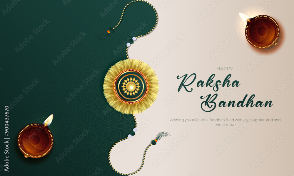 Happy Raksha Bandhan Post and Greeting Card. Indian Culture Rakhi ...
