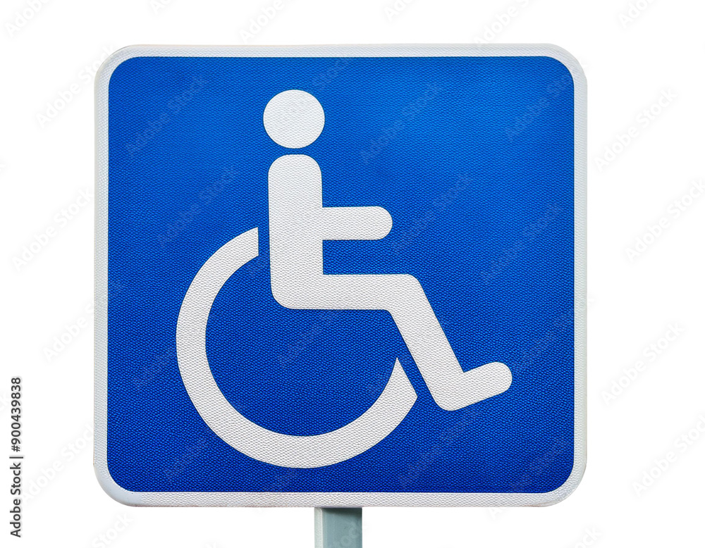 Blue handicapped parking sign with wheelchair symbol, representing ...