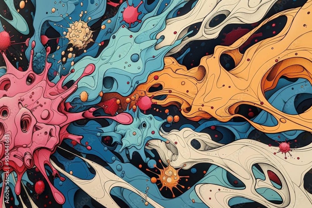 visual representation of the human immune system fighting off a viral ...