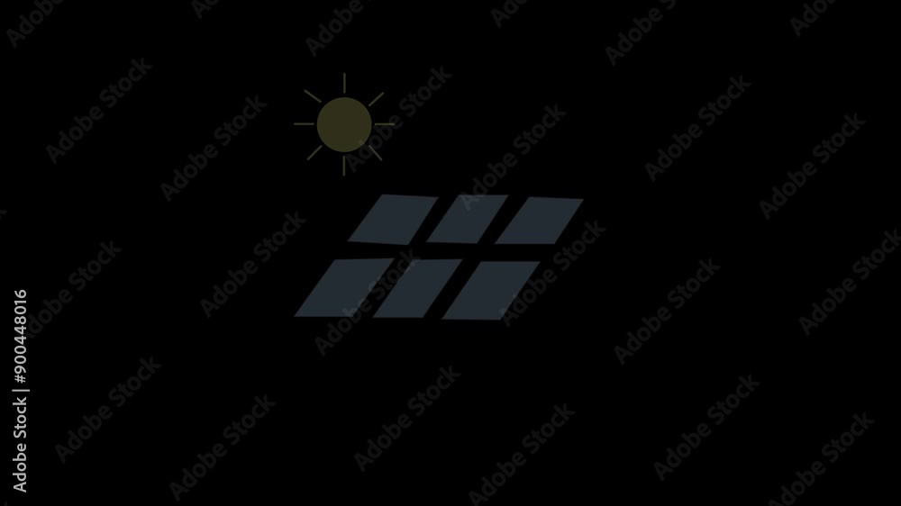 Solar panel 2d animation concept. solar energy icon with sun. solar ...