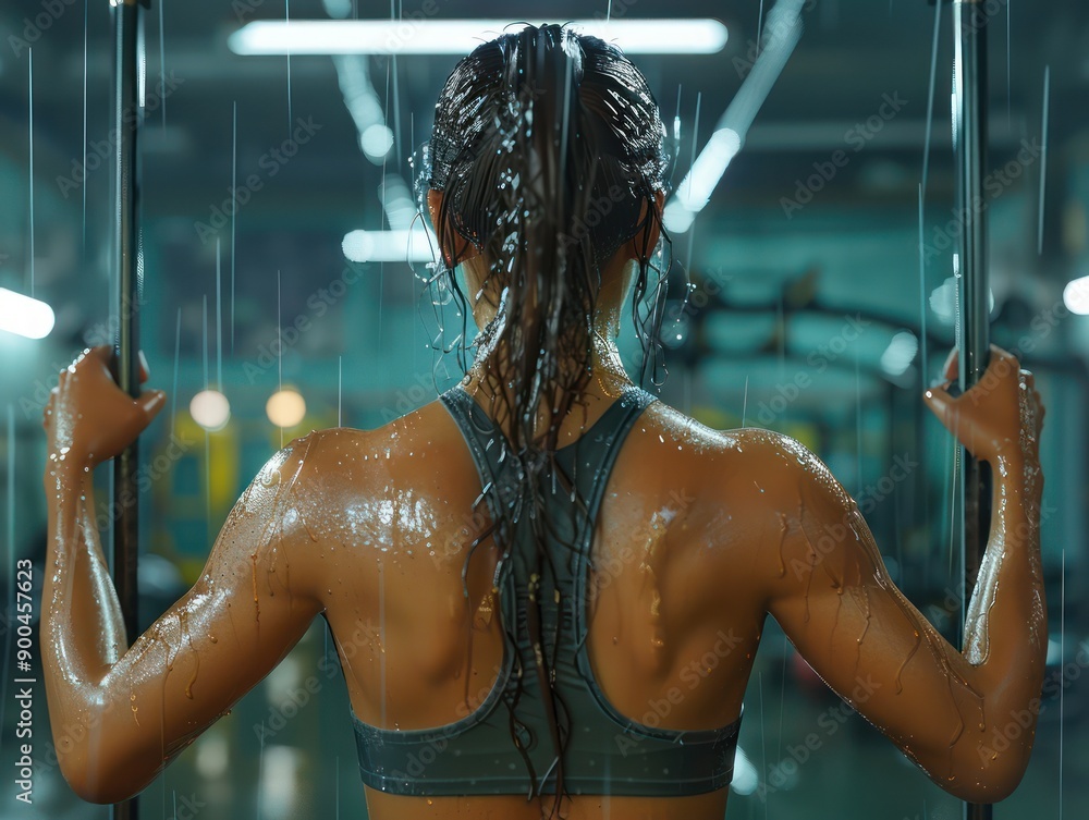 Powerful Woman Gym Workout, Lady's Torso Showing Intense Training ...