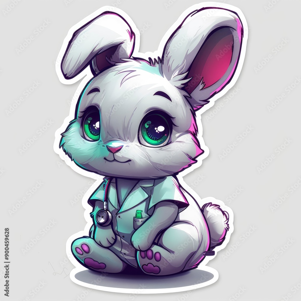 Cute Bunny Doctor Cartoon Character Illustration Stock Illustration ...