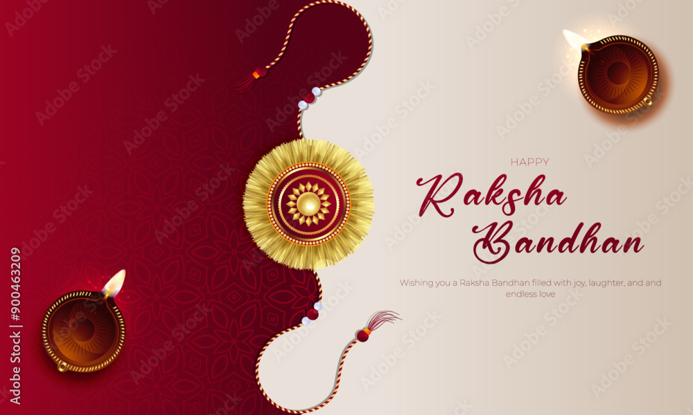Happy Raksha Bandhan Post and Greeting Card. Indian Culture Rakhi ...
