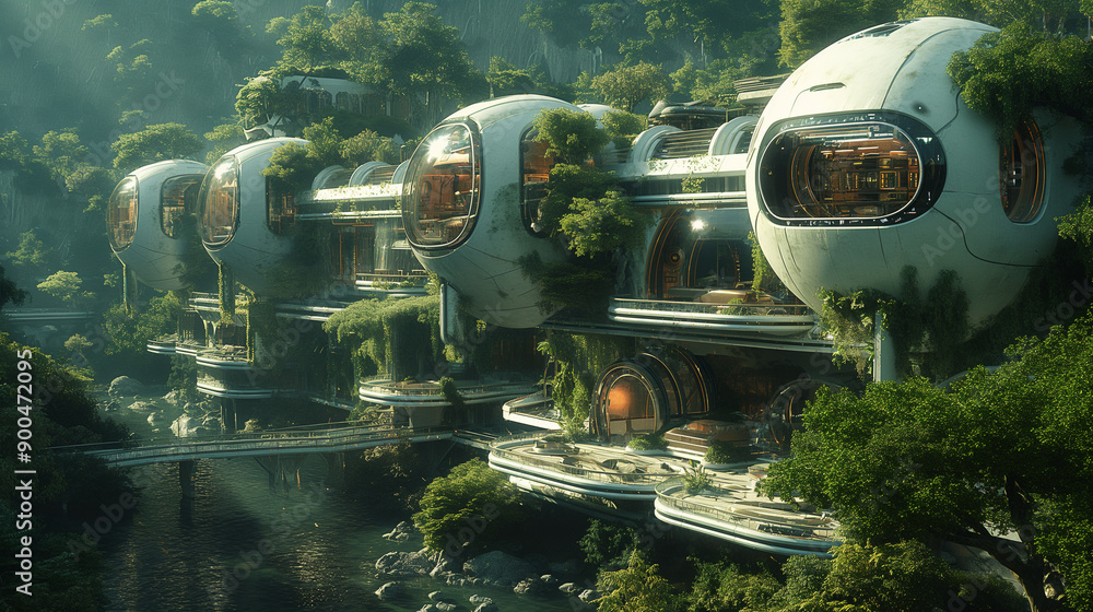 Sustainable Urban Living: A futuristic cityscape highlighting ...