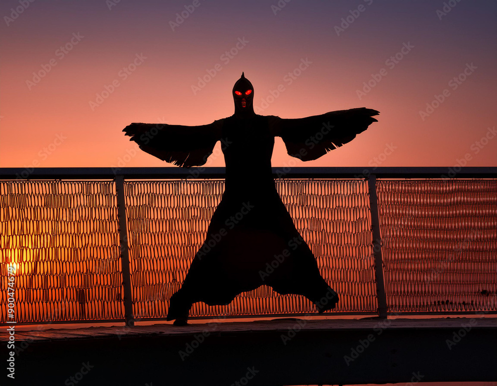 Mothman Sightings at Twilight Eerie Cryptid with Glowing Red Eyes Over ...
