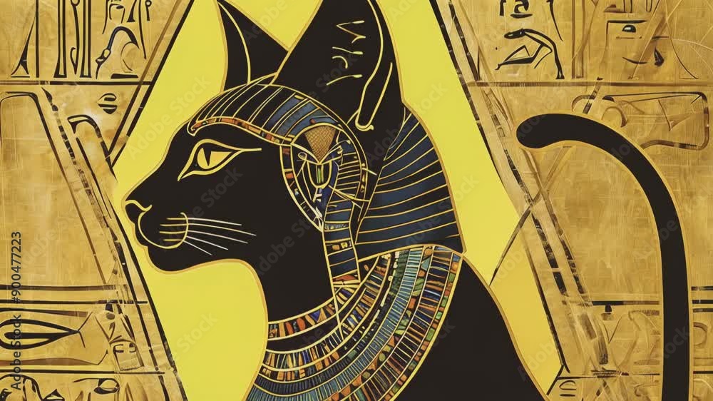ancient Egyptian goddess Bastet, showcasing her feline features and ...