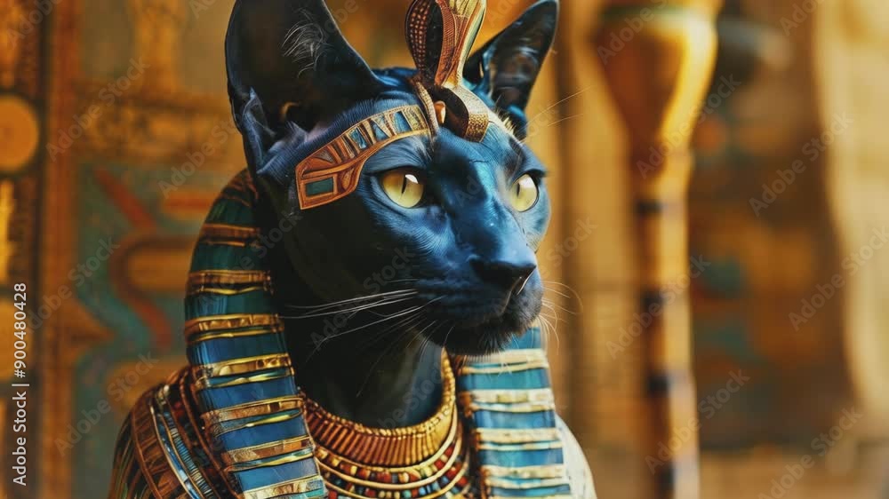 ancient Egyptian goddess Bastet, showcasing her feline features and ...
