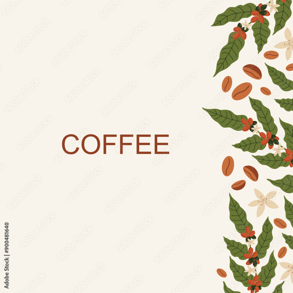 Coffee border vector illustration. Background template for text with ...
