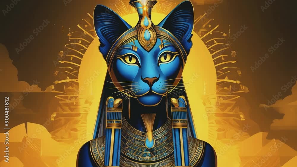 ancient Egyptian goddess Bastet, showcasing her feline features and ...