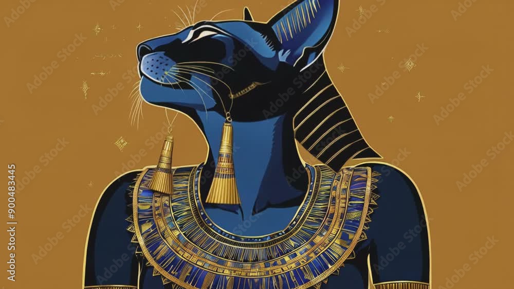 ancient Egyptian goddess Bastet, showcasing her feline features and ...