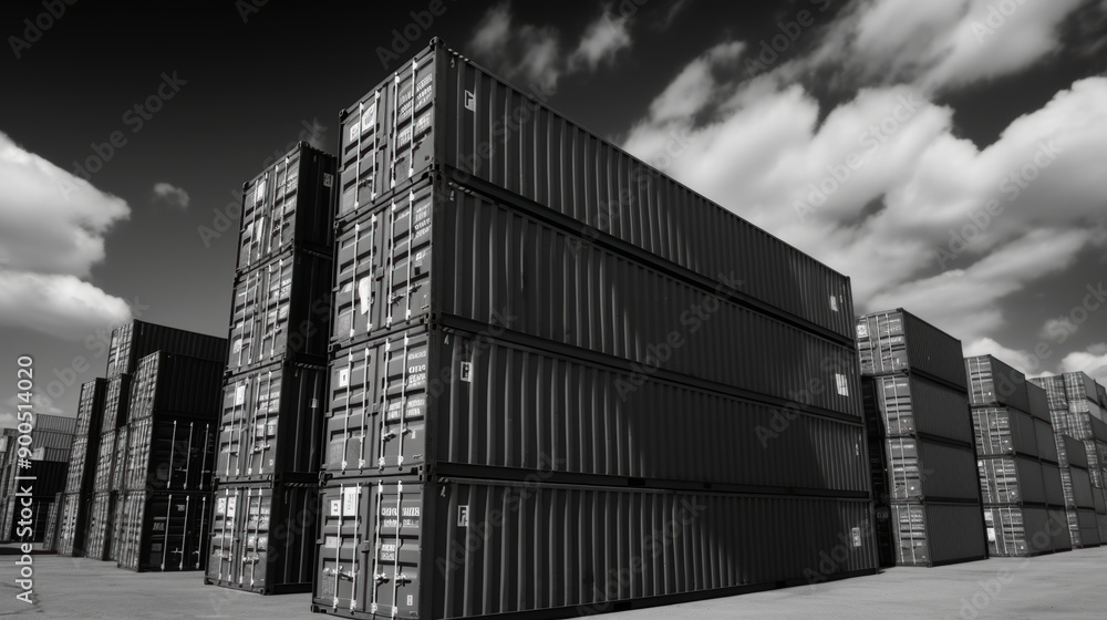 Monochrome Cargo Colossus: A towering testament to global trade, this ...