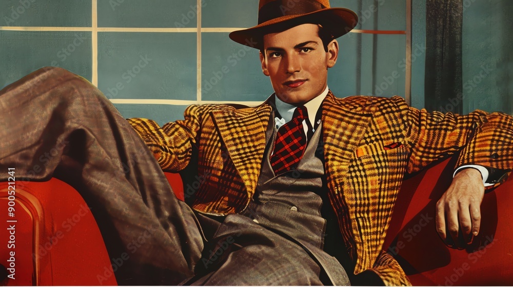Classic 1950s Men's Fashion Advertisement: Tailored Suits, Fedora Hats ...