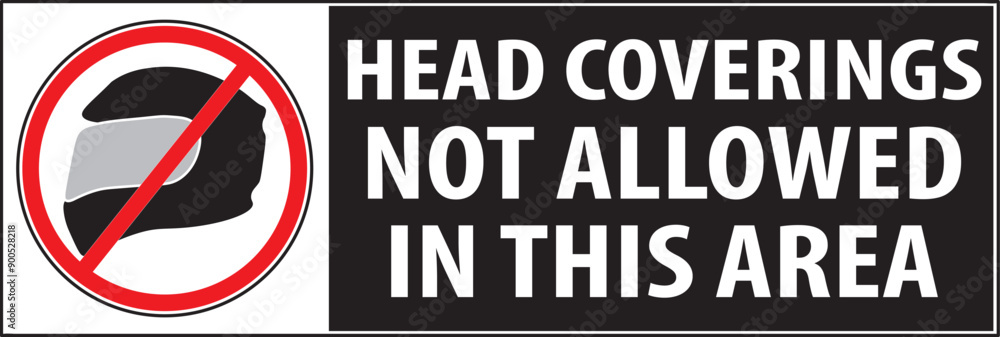 Head coverings not allowed in this area warning notice vector.eps Stock ...