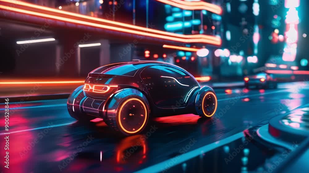 Explore the future with a sleek autonomous vehicle gliding through a ...