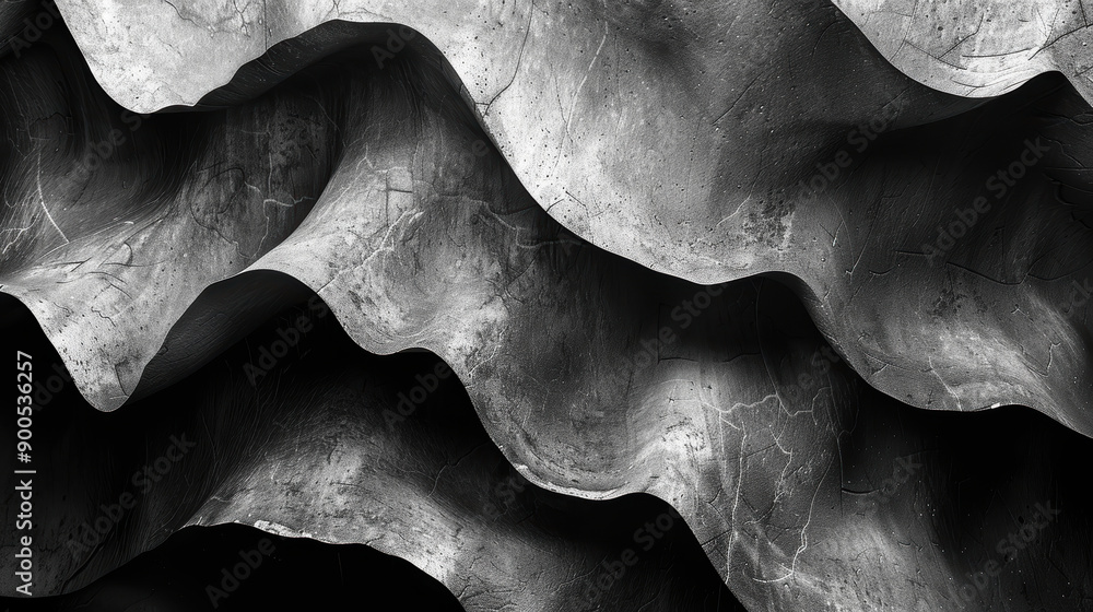 The image is a black and white photograph of a large, curved surface ...