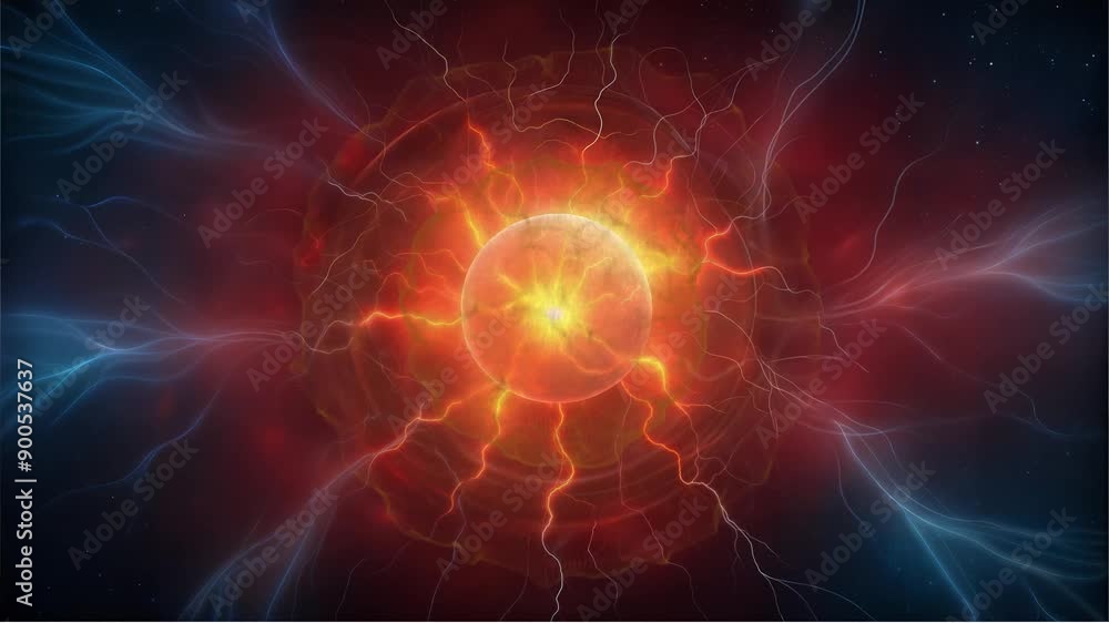 Molten Plasma Video Background with Energy and Electric Discharges ...