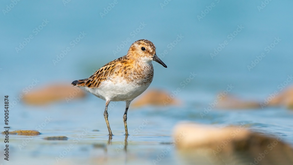 Little stint (Calidris minuta) is a wetland bird that lives in the ...