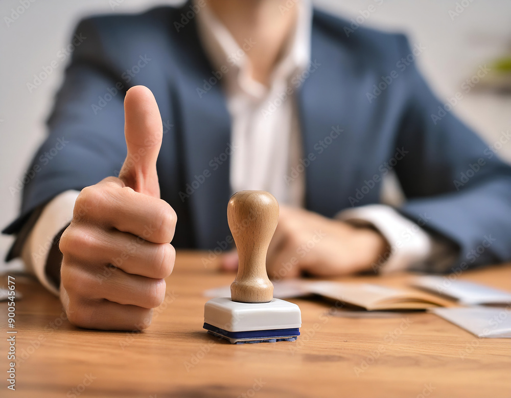 Receiving approval and endorsement, featuring symbols like a thumbs up ...