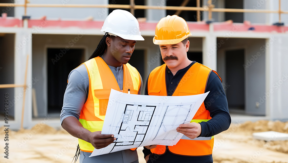 Engineers check building structure technicians who look at analyzing ...