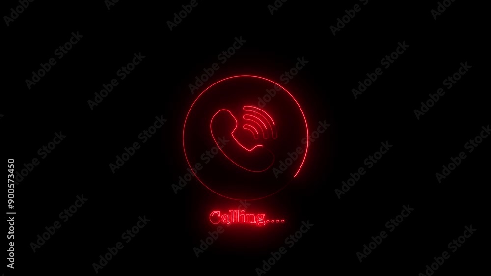 Neon Animation of Incoming Call Icon. Call Answer. Phone Dial Symbol ...
