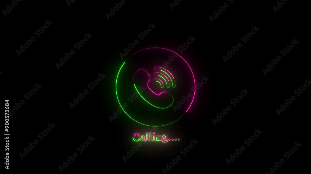 Neon Animation of Incoming Call Icon. Call Answer. Phone Dial Symbol ...