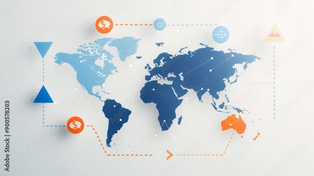 Investment-focused world map with arrows pointing to different ...