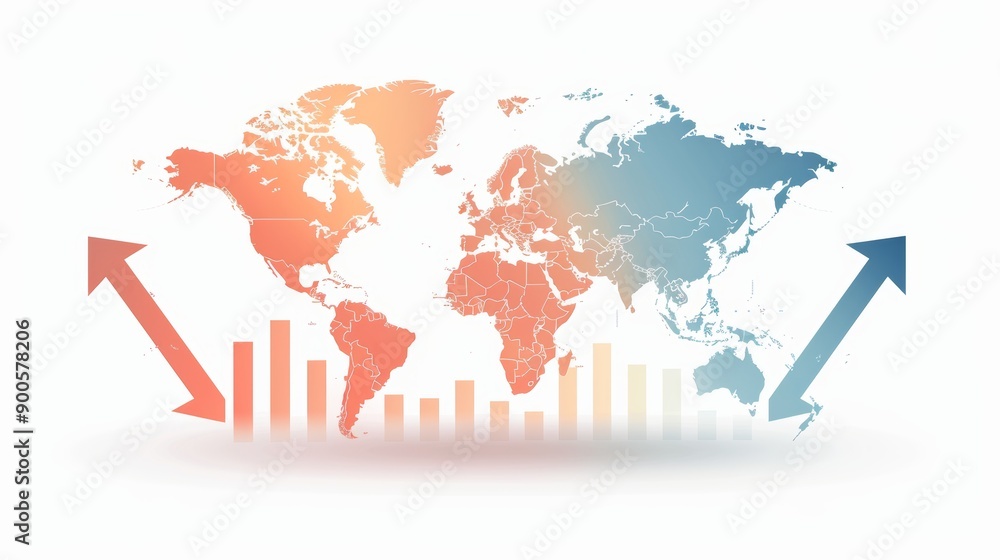 Investment-focused world map with arrows pointing to different ...