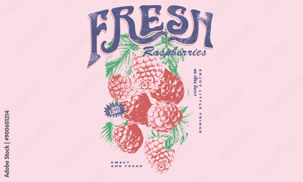 Nature fruit club print design. Organic berry food artwork for for t ...