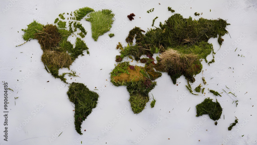 Eco-Friendly World Map: A Greenery-Infused Representation Stock ...