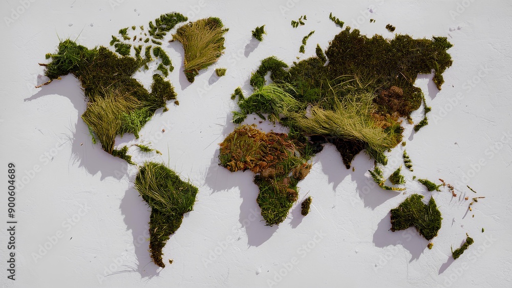 Eco-Friendly World Map: A Greenery-Infused Representation Stock ...