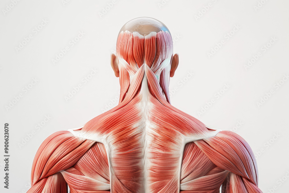 Mid trapezius muscle, 3D human anatomy, white background Stock Photo ...