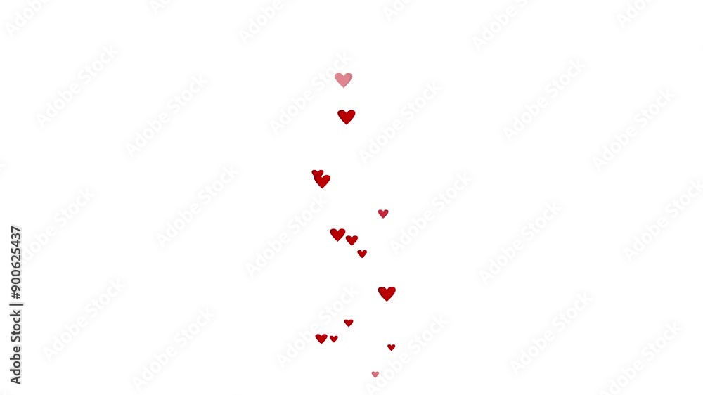 cartoon red heart floating up animation on white screen, heart floating ...
