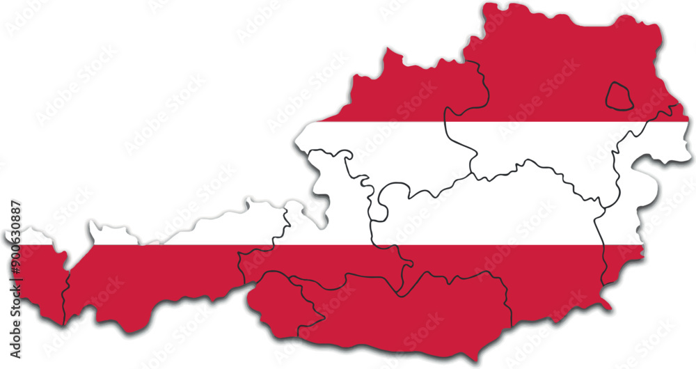 AUSTRIA MAP WITH ITS FEDERATE STATES AND POLITICAL ADMINISTRATIVE ...
