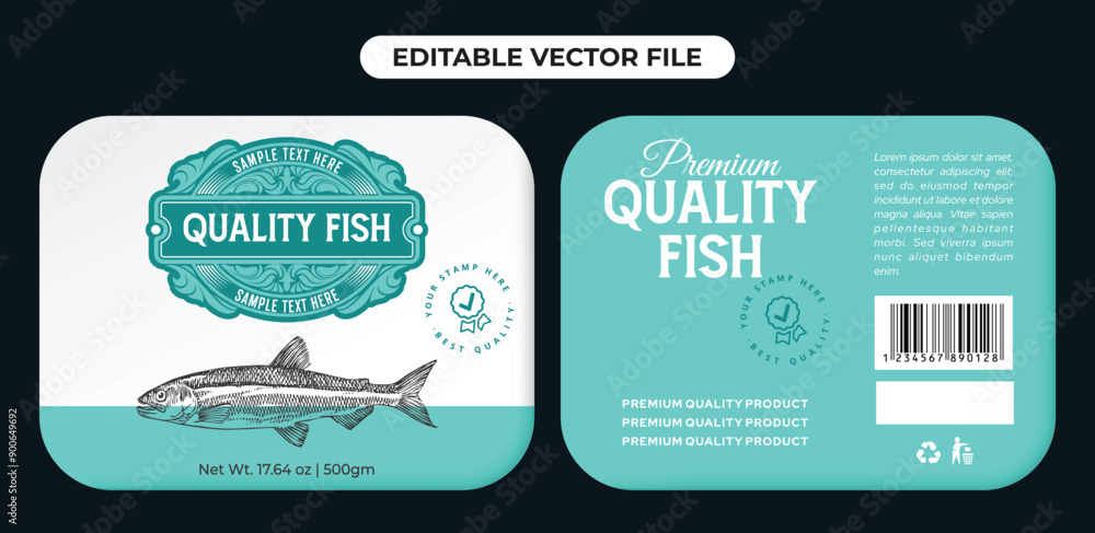 Fish label packaging design, premium seafood label design, premium ...