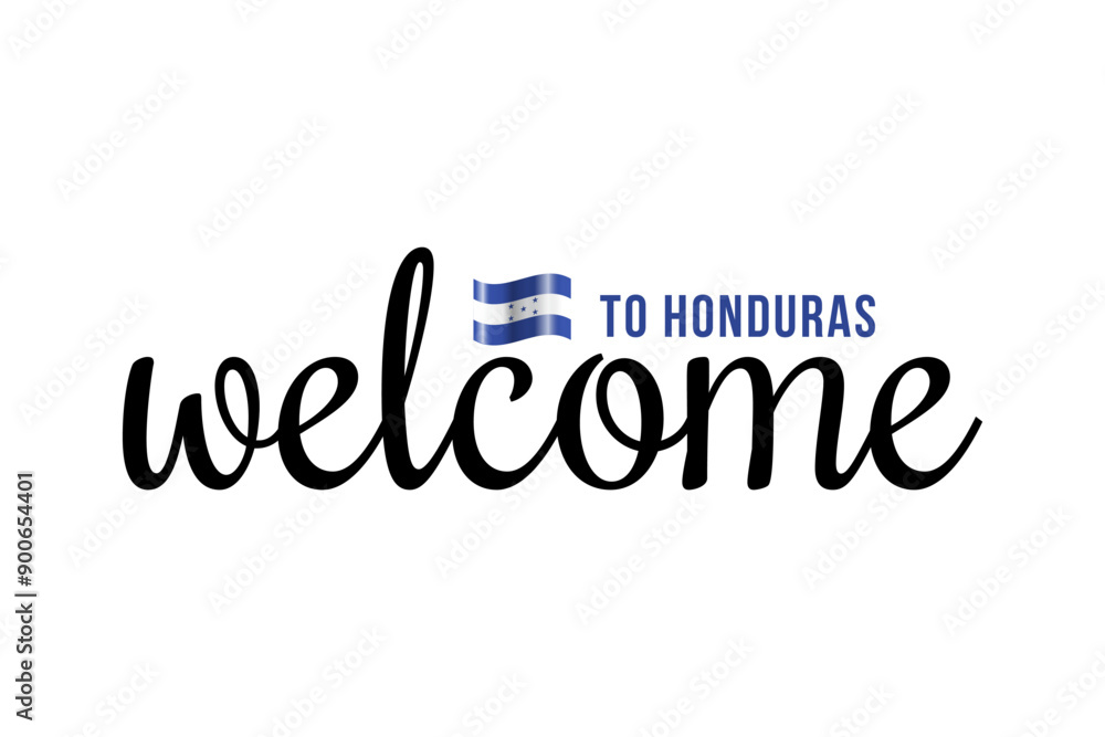 Welcome to Honduras lettering with 3d flag. Honduras welcome to message ...
