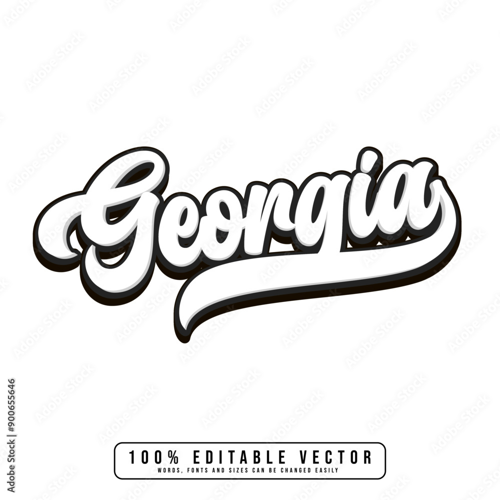 Georgia text effect vector. Editable college t-shirt design printable ...