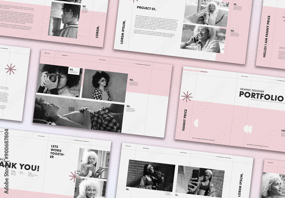 Pink Pastel Photography Portfolio Stock Template | Adobe Stock