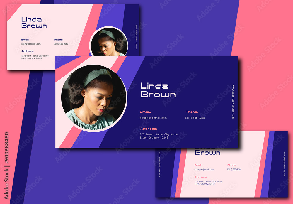 Pink Geometric Email Signature Stock Template | Adobe Stock
