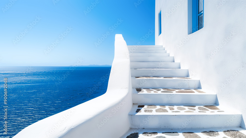 Beautiful Mediterranean architecture in traditional Greek style with ...