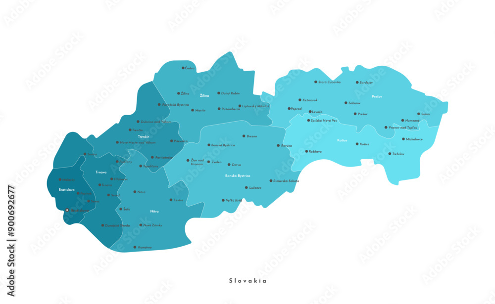 Vector isolated modern illustration. Simplified administrative map of ...