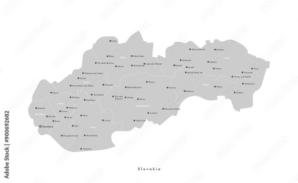 Vector isolated modern illustration. Simplified administrative map of ...