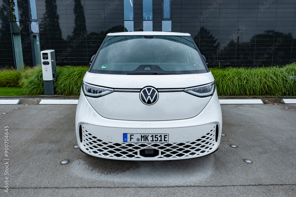 classic White electric bus Volkswagen ID Buzz, Old-school cool meets ...