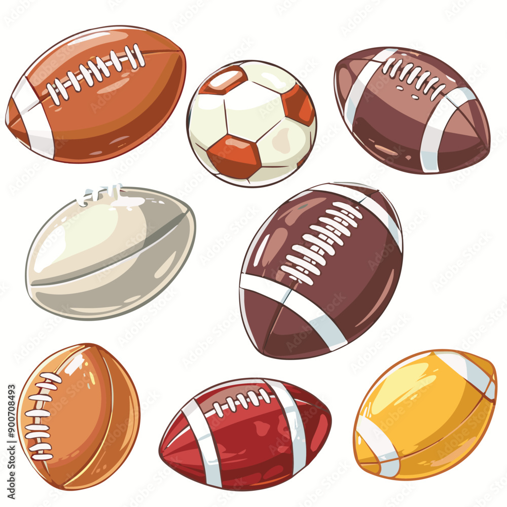 Vector cartoon clip art set of football illustration Stock Vector ...